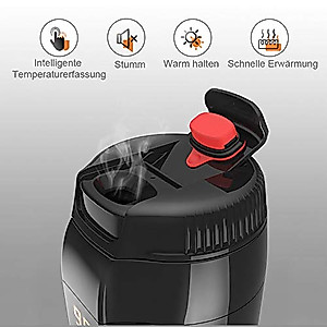 12V Car Travel Electric Kettle, Car Heating Mug with Anti-Spill Lid, Portable Coffee Travel Cup 20℃~90℃ Variable Temperature Control Kettle for Tea/Milk, 304 Stainless Steel Bottle, 70W Quick Heating
