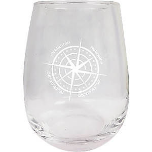 Creighton Nebraska Souvenir 15 Ounce Laser Engraved Stemless Wine Glass Compass Design 2-Pack