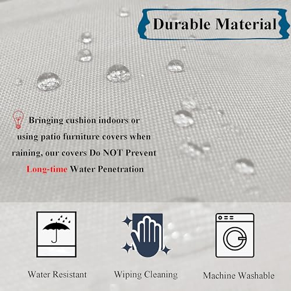 FLYMEI Outdoor Furniture Cushion Covers Replacement, Patio Cushion Covers 24 x 22 x 4 inch, Water Resistant Patio Bench Cushion Cover Durable Outdoor Couch Cushion Cover