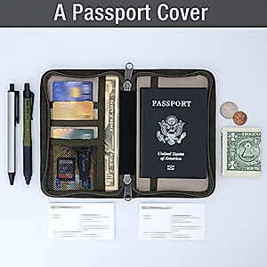 Tintris Journal Cover for Field Notes Notebooks Moleskine Cahier 3.5 x 5.5 with zipper pen holder, Water Resistant Pocket Notebook Cover for Journal Notebook planner, Classy Waxed Canvas, Olive