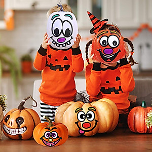 Supla 48 Kits Halloween Funny Face Pumpkin Decorating Craft Kits Decorates 48 Pumpkins Foam Jack-O'-Lantern Self-Adhesive Halloween Stickers for Kids Pumpkins Art Project Classroom Activity