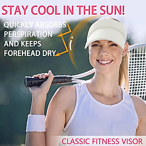 Meilzer Men/Women's Visor for Sun Protection UPF50+ Superlite Sport Hats Adjustable Empty Top Baseball Cap for Golf, Running, and Outdoor Activities Wide Brim Cap (White)