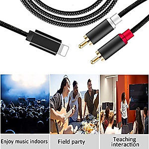 Male-Male RCA Audio Aux Cable, Stereo Y Splitter Red and White Cord Jack Adapter, Compatible with iPhone/iPod/iPad Connect to Car, Amplifiers, Home Theater, Speaker and More(3.6ft), Black