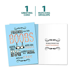 Tree-Free Greetings - Humorous Birthday Cards - Artful Designs - 1 Card + Matching Envelopes - Made in USA - 100% Recycled Paper - 5"x7" - Boob Friends (GO61265)