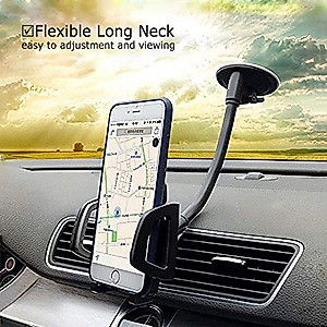 Vansky Car Phone Holder Mount, 3-in-1 Universal Cell Phone Holder Car Air Vent Holder Dashboard Mount Windshield Mount for iPhone 12 11 X XR 7/7 Plus, Samsung Galaxy S9 LG Sony and More