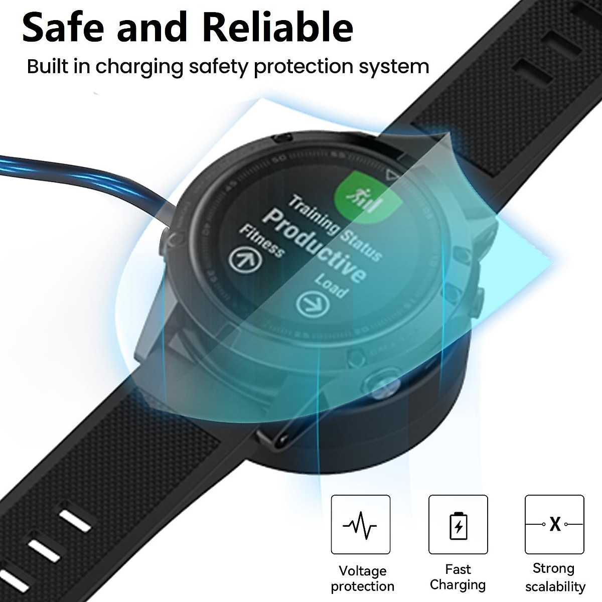 Charger Compatible for Garmin Fenix 5/5S/5X, Fenix 6/6S/6X, Fenix 7/7S/7X, Fenix 8 Charger Charging Stand, Charging Dock Station Cradle Holder with 1m USB Cable for Vivoactive 3/4/5 Smartwatch