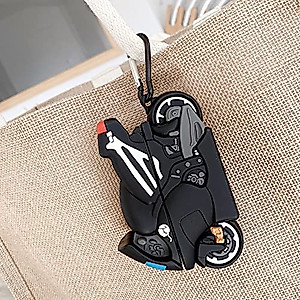 HENJI PVC Case for Beats Studio Buds, 3D Cute Cool Cartoons Rabbit Full Body Protective Cover with Keychain, Earphone Protective Case for Beats Studio Buds Charging Box Covers (Motorcycle)