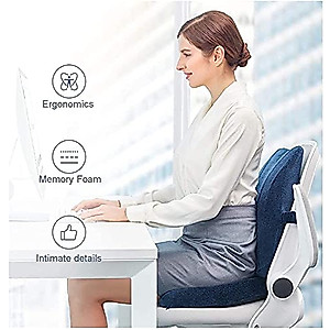 zhanghong Memory Foam Seat Cushion and Lumbar Back Cushion Combo - Gel Infused and Ventilated - Ergonomic Design for Coccyx and Tailbone - for Office Chairs and Car Seats