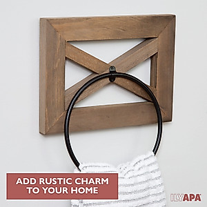 Ilyapa Rustic Towel Bar Toilet Paper Holder Set with Towel Ring for Bathroom- Wall Mounted Bathroom Racks -Barnwood & Black Metal Bar, Farmhouse Decor Ilyapa is an American Owned Brand