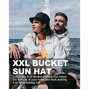 Zylioo XX-Large Reversible Bucket Hat,Oversize Summer Travel Bucket Hats,Wearable Sun Hat for Big Heads 25"-26"