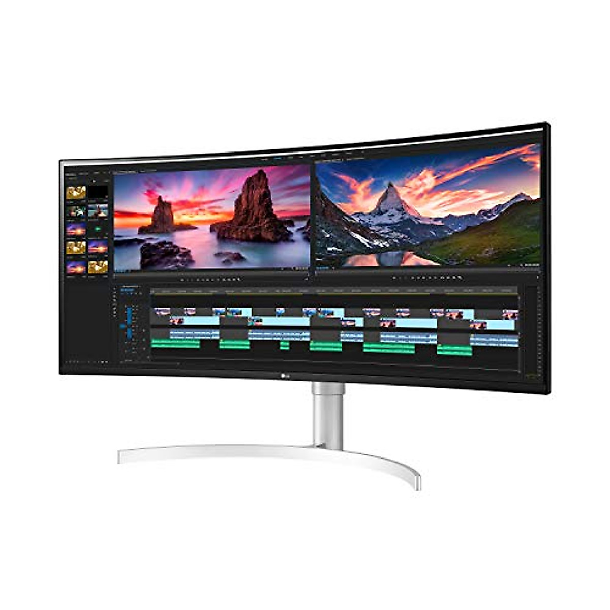 LG 38WN95C-W Monitor 38" 21:9 Curved UltraWide QHD+ (3840 x 1600) Nanio IPS Display, Thunderbolt 3, 1ms Response Time, 144Hz Refresh Rate, NVIDIA G-SYNC, AMD FreeSync -White/Silver