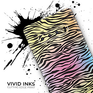 DesignSkinz Rainbow Colored Vector Black Zebra Print Protective Vinyl Decal Wrap Skin Cover Compatible with The Samsung Galaxy S20 (Screen Trim & Back Glass Skin)