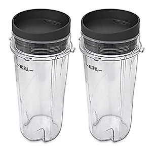 Replacement Parts Two Pack 16-Ounce (16 oz.)Single Serve Cup with lid Fit for Nutri Ninja Mega Kitchen SystemsBL770BL771BL772BL773COBL660BL740 and works with Ninja Ultima Blender BL810BL820BL830