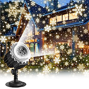 Christmas Snowflake Lights, Led Projector Lights for Outdoor, Waterproof Christmas Decorations Lighting for Indoor Xmas Holiday Party Wedding Garden Patio