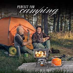 BP Compact 2.0 Portable Camping Stove (Propane + Butane Adapters Included) | Windproof Camping and Backpacking Mini Stove with Built-in Ignition System | Perfect for Hiking and Picnic -3900W