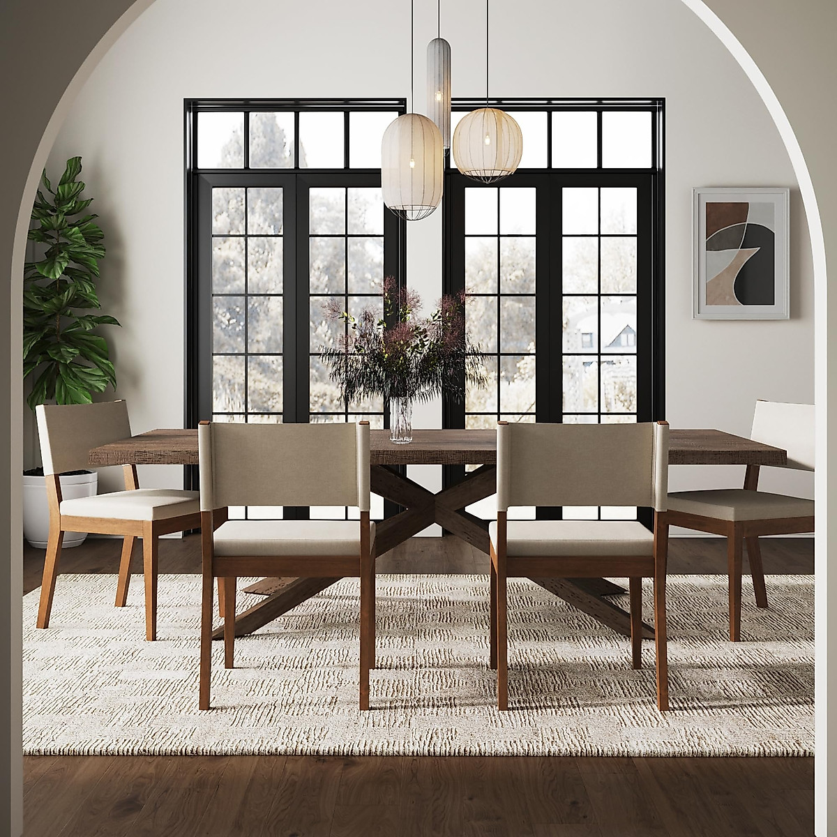 Nathan James Linus Modern Upholstered Chair, 1, Light Gray/Dark Brown