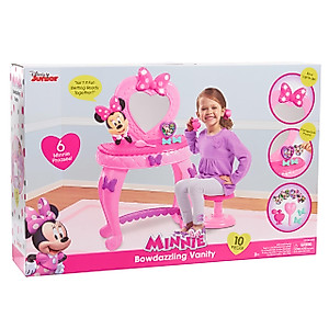 Disney Junior Minnie Mouse Bow-Tique Bowdazzling Vanity and Accessories with Lights and Sounds, Pretend Play