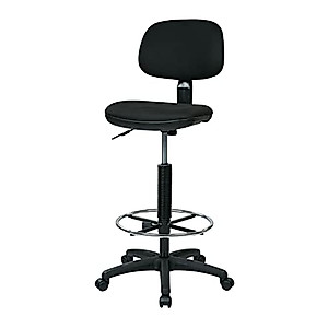 Office Star DC Series Adjustable Drafting Chair with Foot Ring and Sculptured Foam Seat, Icon Black Fabric