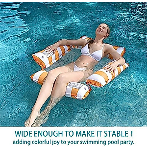 3 Pack Inflatable Pool Chair Float, Water Hammock Lounge Chair, Multi-Purpose Drifter Pool Floats for Summer Pool Lake Beach (Navy Blue + Light Blue + Orange)