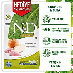 Farmina Natural And Delicious Boar And Apple Grain-Free Formula Dry Cat Food, 3.3 Pound Bag