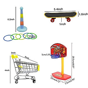 Toysructin Bird Training Toys, Bird Training Toy for Parrots Conures Parakeets, Parrot Intelligence Toy Mini Shopping Cart Basketball Stacking Rings Skateboard Stand Perch Bird Toy Set for Cockatiels