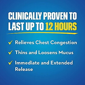 Mucinex Maximum Strength Chest Congestion Medicine for Relief, Expectorant, Lasts 12 Hours, Extended-Release Bi-Layer Tablets, 42 Count (Pack of 3)