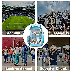 Esfoxes Heavy Duty Clear Backpack, School Backpack College Bookbag PVC See Through Transparent Backpacks (Sky Blue)