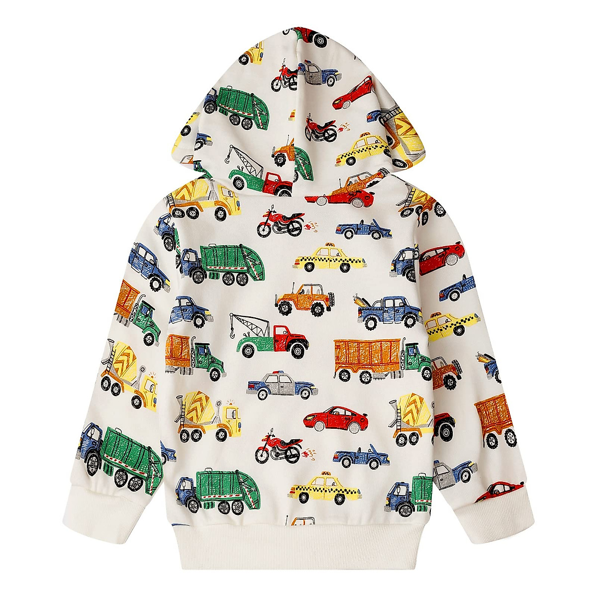 RETSUGO Baby Boys Dinosaurs Hoodie Boy Girls Truck Pullover with Pocket Toddler Boy Kids Rocket Sweatshirt 2-7Years cars-8146-4T