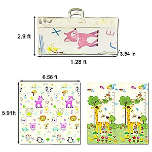 Swity Home Baby Play Mat 79" X 71", Foldable Foam Floor Mats with Carry Bag, Double Sided Playmat, Anti-Slip, BPA Free, Waterproof Crawling Mat for Kids Babies Toddlers (Giraffe)