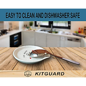 KITGUARD Coffee Spoon Rest-Coffee Bar,Small Spoon Rest for Coffee Station, Spoon Rest for Coffee Station Coffee Bar Accessories,Ceramic Coffee Spoon Rest- Life Begin After Coffee