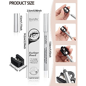 White Waterproof Gel Eyeliner Pens, Highlighter Eye Liner Pencil, Matte Long Lasting Super Smooth formula White Eye Liner Eyeshadow Makeup Pen, Polished White Luster, with Pencil Sharpener-1Pcs