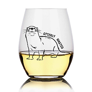 Perfectinsoy Otterly Wasted Cute Stemless Wine Glass, Otter Wine Glass, Gift For Otter Lover, otter-themed gifts