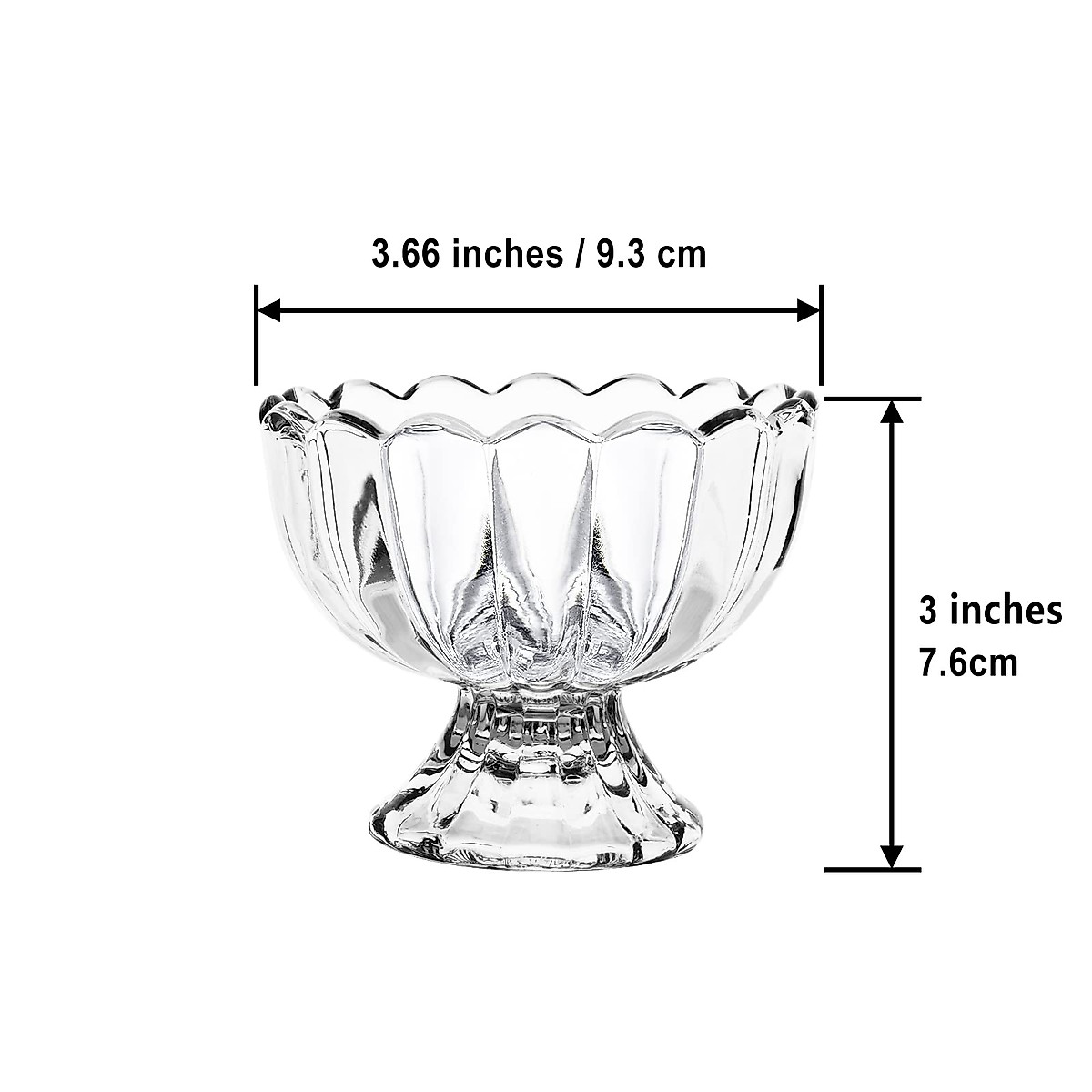 Beautyflier Glass Dessert Bowls Set, 5.6oz Glass Ice Cream Cups Small Trifle Cute Footed Sundae Glasses Dessert Bowl for Dessert, Sundae, Ice Cream, Fruit, Salad, Snack, Cocktail, Condiment, 2Pack