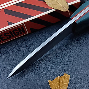 Buschcrafter 162 fixed blade tactical knives 4.43" D2 Satin Blade Outdoor Knife with Green G10 Handle Leather Sheath