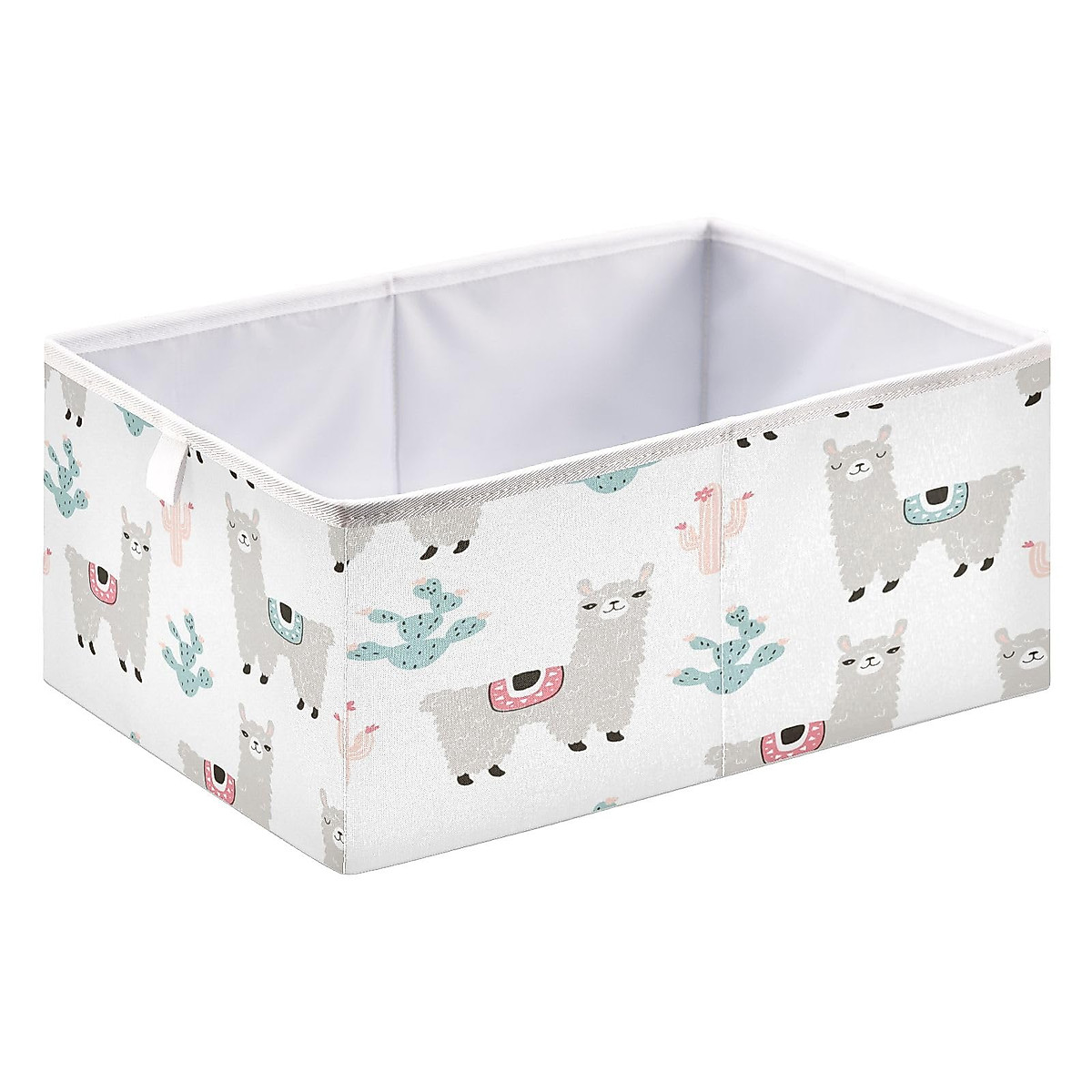 WELLDAY Storage Basket Cacti and Llama Foldable 11 x 11 x 11 In Cube Storage Bin Home Decor Organizer Storage Baskets Box for Toys, Books, Shelves, Closet, Laundry, Nursery
