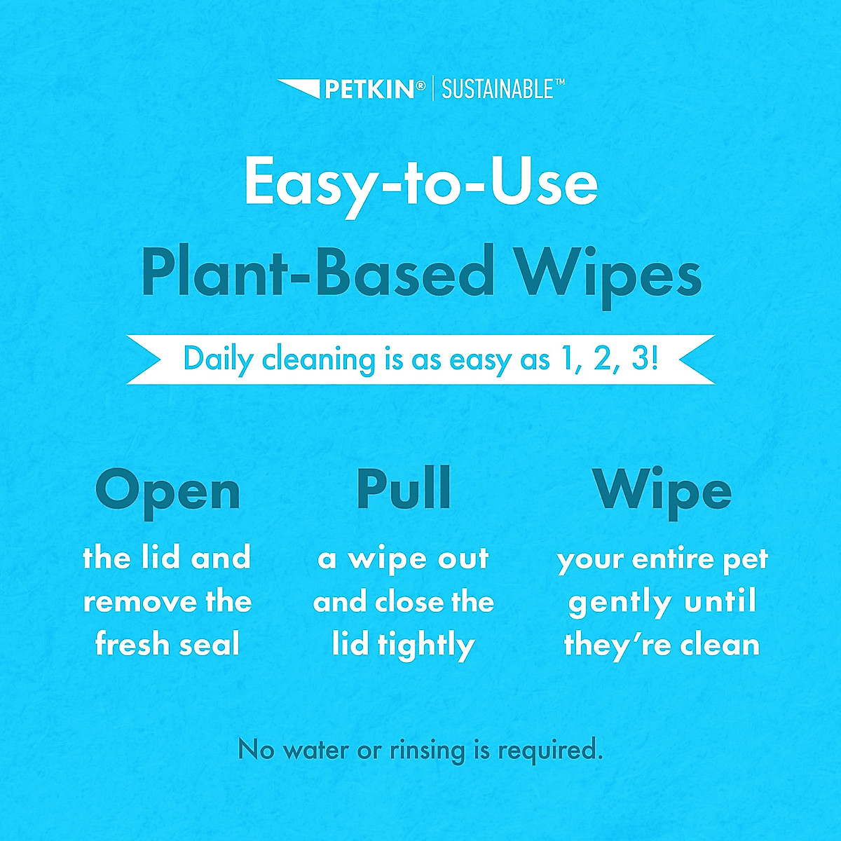 Petkin Plant-Based PetWipes, 200 Wipes, 6 Count - Biobased, Sustainable, Big & Thick Pet Wipes for Dogs & Cats - for Face, Paws, Ears, Body & Eye Area - Consciously Cleans & Conditions - Vanilla