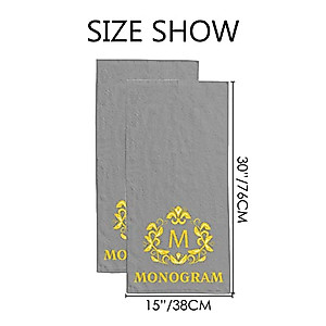 DreamBay Custom Monogram Hand Towels Sets for Bathroom,Gray Gold 2 Pack Kitchen Towels Absorbent Fingertip Towel Microfiber Bath Towel Guest for Spa Gym Bar Personalized Gift, 30 x 15 inch