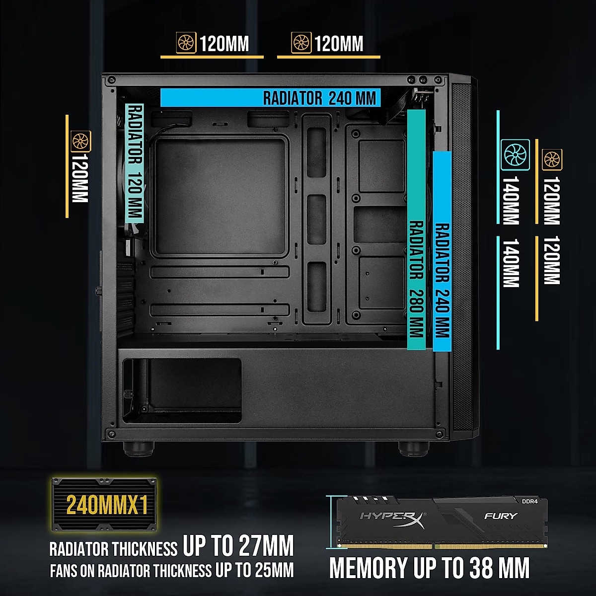 BitFenix Nova Mesh mATX (Micro ATX, Mini ITX) High Airflow PC Gaming Case ARGB Edition Black, 3 x ARGB Fans Pre-Installed, 240mm AIO Support at Top, GPU Length Support Up to 345mm (Micro ATX Black)