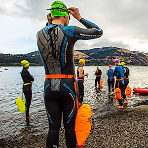 New Wave Swim Buoy Swim Safety Float and Drybag for Open Water Swimmers, Triathletes, Kayakers and Snorkelers, Highly Visible Buoy Float for Safe Swim Training (Orange PVC Medium-15L)