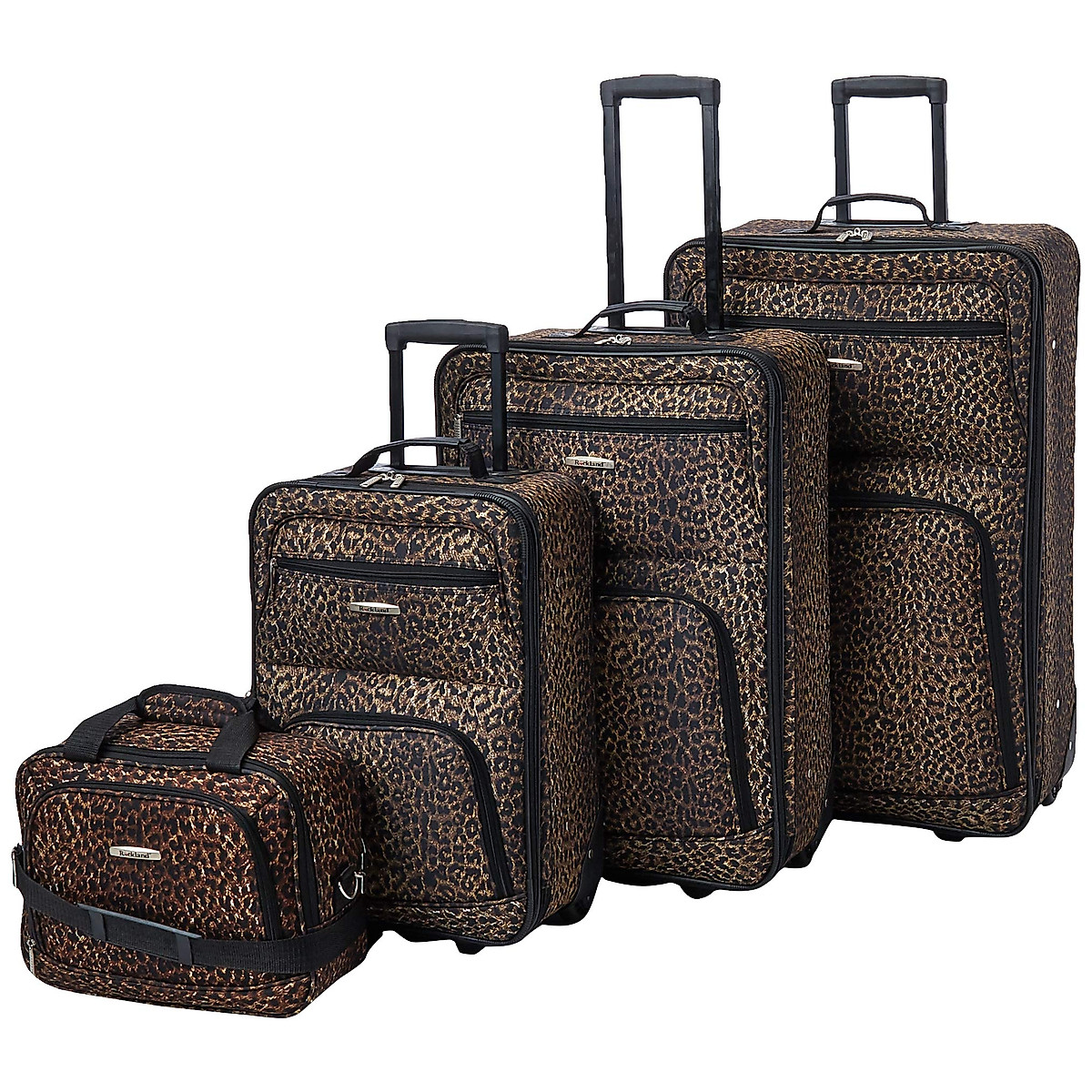 Rockland Jungle Softside Upright Luggage Set, Leopard, 4-Piece (14/19/24/28)
