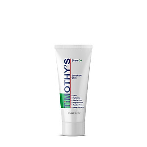 Timothy's Unscented Shave Gel 3 oz. travel size, Alcohol Free, Paraben Free, Fragrance Free, Clear and transparent visability, SLS Free, Sensitive Skin, Dermatology tested