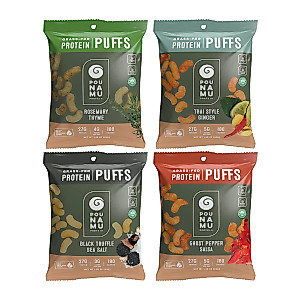 Pounamu Protein Puffs | Sample, Variety Pack | 27g Grass-Fed, Free-Range New Zealand Dairy Protein and 180 calories per bag | Delicious gourmet flavors | 1.48 Ounce (42g) x 4 pack