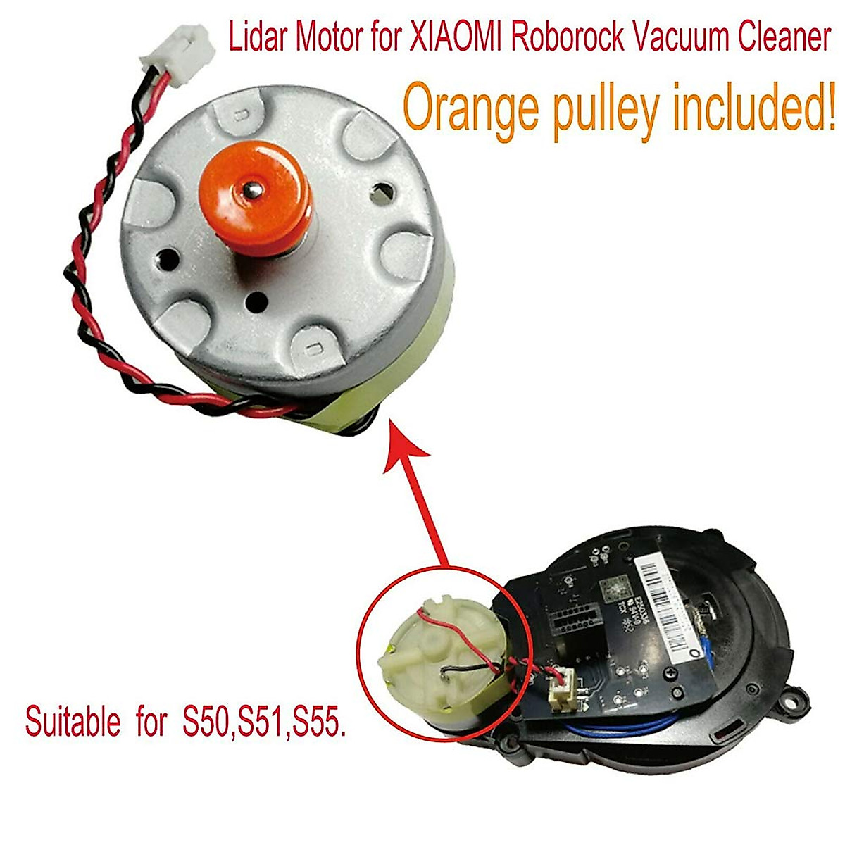 Tookie Lidar Motor for Roborock S50 S51 S55, Mini Power Lead Plug Robot Distance Sensor Robot Metal LDS Replacement Parts with Cable, Vacuum Cleaner Accessories