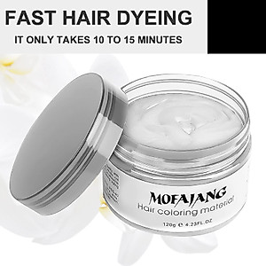 Temporary Hair Color Wax 4.23 oz-Instant Hairstyle Cream Hair Pomades Hairstyle Wax for Party Cosplay Easy Cleaning (1, White)