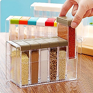 Spice Shaker, 6 Pcs Seasoning Rack Spice Pots Storage Container Condiment Jars with Tray for Salt Sugar Cruet