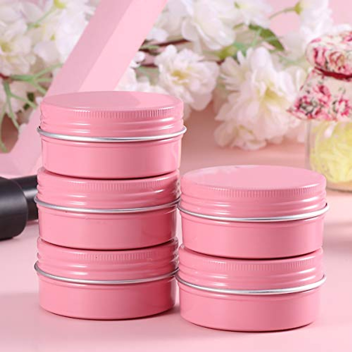 FALOME 12Pcs Aluminum Tin Jar Refillable Containers Cosmetic Small Tin Round Tin Container Bottle for Candle Lip Balm 50ml