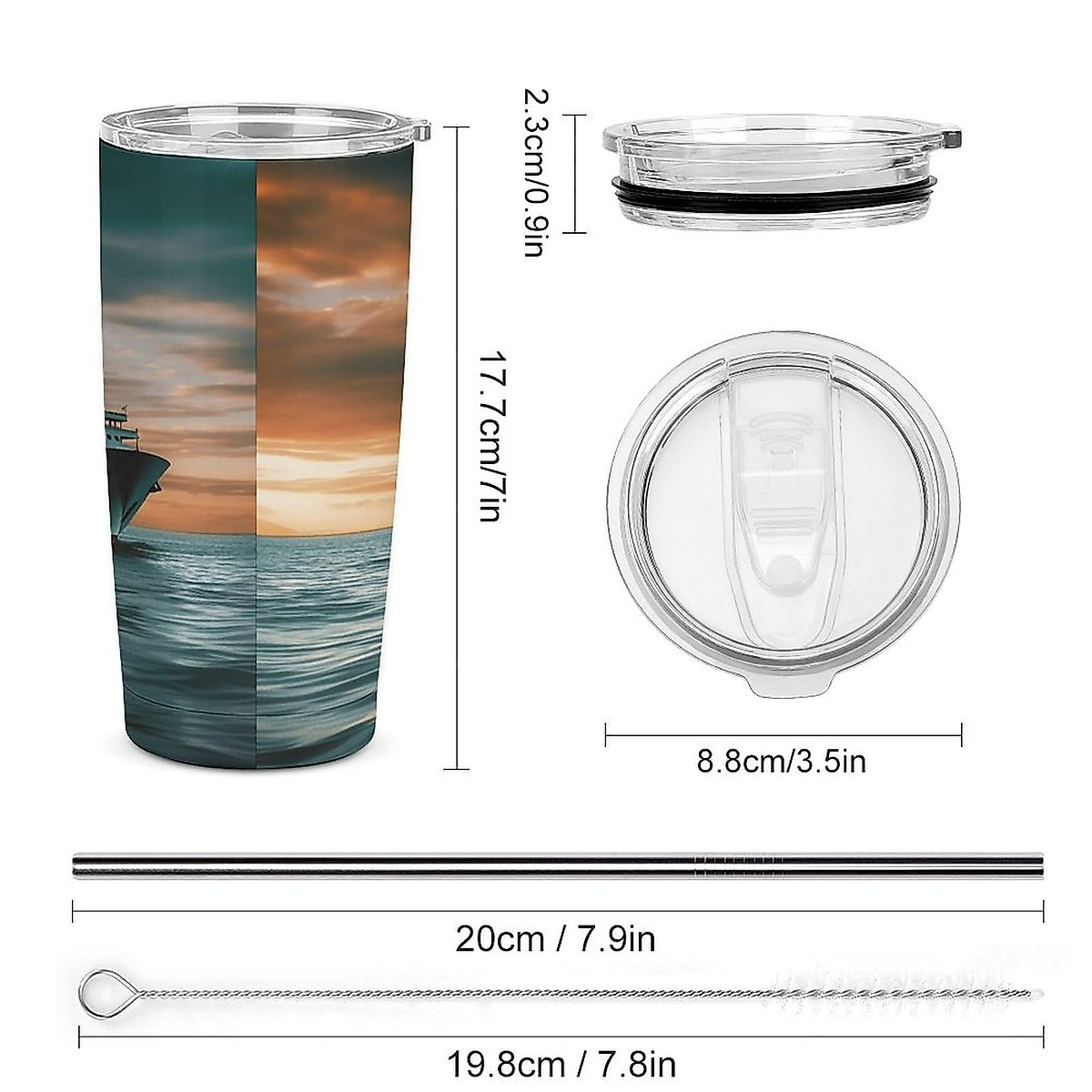 20 Oz Tumbler With Straw Leak Proof Thermos Cup, Cruise Ship Stainless Steel Insulated Travel Coffee Mug Fit for Car Cup Holder