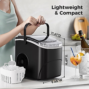 Crzoe Ice Makers Countertop,26Lbs/24H,9 Pcs/6 Mins,Portable Countertop Ice Maker Machine with Self-Cleaning,2 Sizes of Bullet Ice,Small Ice Maker with Handle for Home/Kitchen(Black)