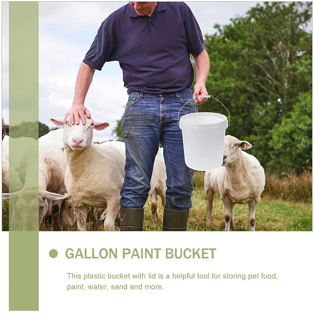 LIFKOME White Plastic Pails, 1.5 Gallon Paint Bucket with Handle and Lids, Food Storage Buckets Water Bucket Paint Pail Heavy Duty Buckets Industrial Pail for Storage