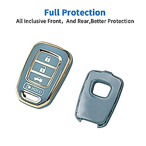 QBUC for Honda Key Fob Cover Case,with Keychain,Soft TPU Protector Key Fob Cover Fit for Honda Accord Civic CR-V HR-V Remote Skin Protector